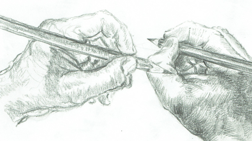 how to draw a hand pinching something